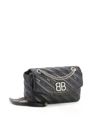 Balenciaga Bb Chain Round Shoulder Bag Embossed Leather Small Crossbody Bag