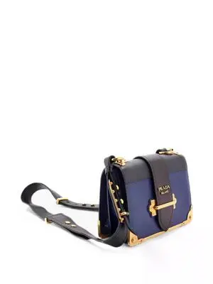 Prada Cahier Leather And Saffiano Leather Small Crossbody Bag - Blue