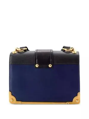 Prada Cahier Leather And Saffiano Leather Small Crossbody Bag - Blue