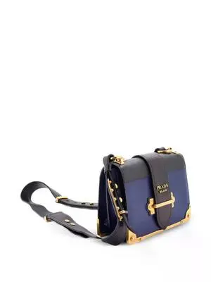 Prada Cahier Leather And Saffiano Leather Small Crossbody Bag - Blue