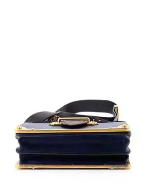 Prada Cahier Leather And Saffiano Leather Small Crossbody Bag - Blue