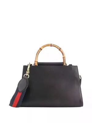 Gucci Nymphaea Top Handle Bag Leather Small Satchel - Black