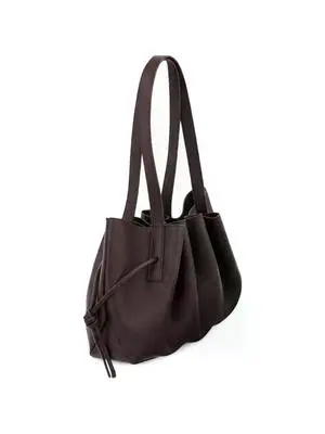 Yuzefi Scallop Leather Shoulder Bag - Brown