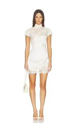 SAU LEE Ellen Dress With Lace Trim - Neutral