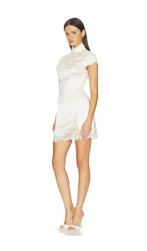 SAU LEE Ellen Dress With Lace Trim - Neutral