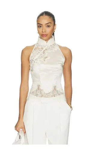 SAU LEE Elva Satin Top In . Also - White