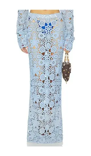 SNDYS. Tala Crochet Maxi Skirt In . Also - Blue