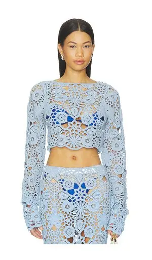 SNDYS. Tala Crochet Top In . Also - Blue