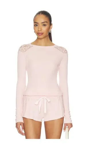 Free People X Intimately Lace Trimmed Layering Top - Pink