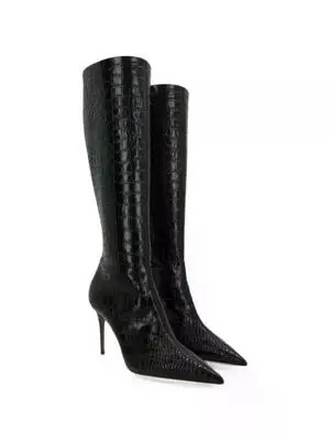 Paris Texas Vera Crocodile-effect Leather Boots - Grey