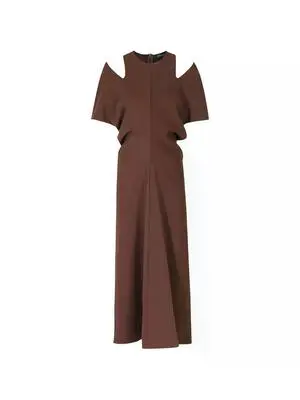 Federica Tosi Cold-shoulder Flared Midi Dress - Brown