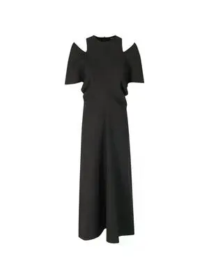 Federica Tosi Cold-shoulder Flared Midi Dress - Black