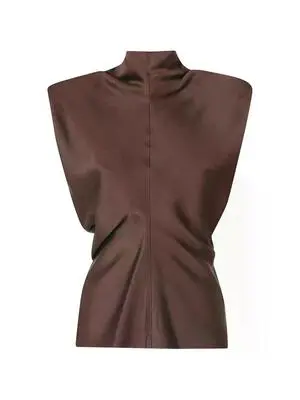 Federica Tosi Padded-shoulder Sleeveless Blouse - Brown