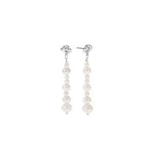 VANCHI Knot Multi Pearl Drop Earrings In Silver