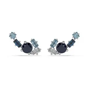 ONI Sapphire, Aquamarine & Diamond Cluster Quinta-studs - Silver