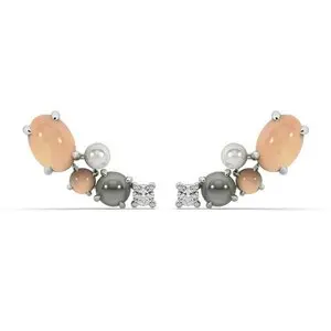 ONI Rose Quartz, Pearl & Moonstone Cluster Quinta-studs - Silver