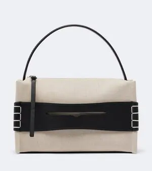 JW Anderson Loafer Medium Canvas And Leather Shoulder Bag - Grey