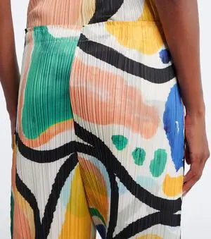 Issey Miyake Printed Wide-leg Pleated Trousers - Multicoloured