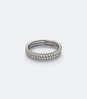 SUZANNE KALAN Midi 18kt White Gold Tech Ring Jackets With Diamonds - Silver
