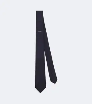 Prada Logo Silk Tie - Blue