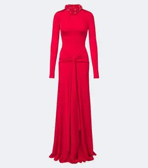 David Koma Draped Floral-applique Gown - Red