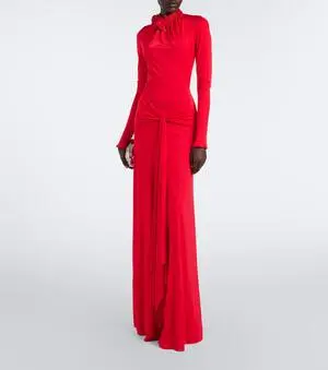David Koma Draped Floral-applique Gown