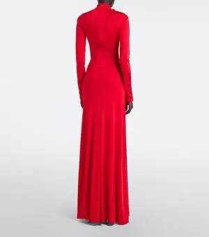 David Koma Draped Floral-applique Gown