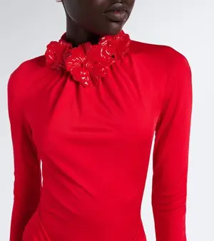 David Koma Draped Floral-applique Gown