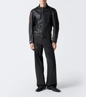 Gucci Mesh-trimmed Leather Loafers