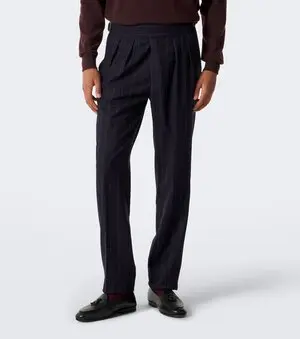 Rubinacci Striped Virgin Wool Straight Pants
