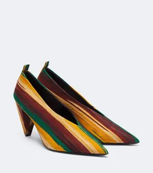 Loewe Origami Cubic Striped Suede Pumps - Multicoloured