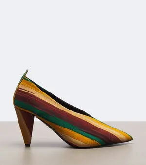 Loewe Origami Cubic Striped Suede Pumps