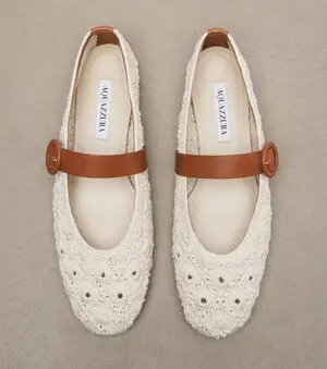 AQUAZZURA Loom Macrame Mary Jane Flats