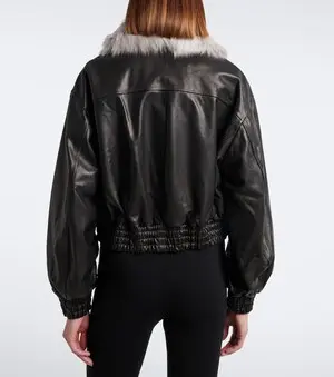 Nour Hammour Shearling-trimmed Leather Blouson Jacket