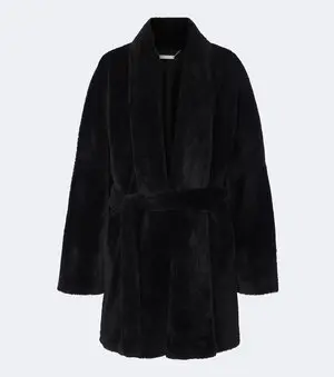 Nour Hammour Raquel Shearling Coat - Black