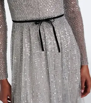 Monique Lhuillier Bow-detail Sequined Tulle Gown