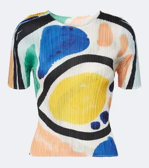 Issey Miyake Roll Pleated Printed Top - Multicoloured
