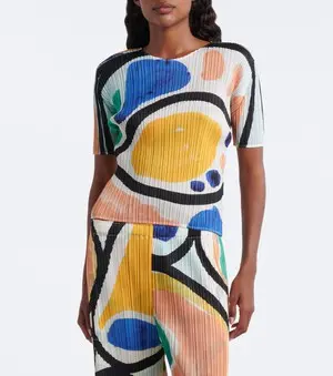 Issey Miyake Roll Pleated Printed Top