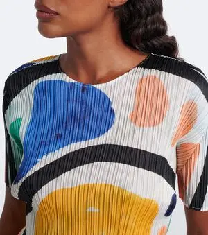 Issey Miyake Roll Pleated Printed Top