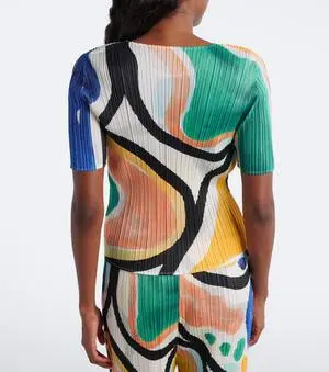 Issey Miyake Roll Pleated Printed Top