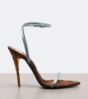 Saint Laurent Ivresse Embellished Quilted Satin Sandals