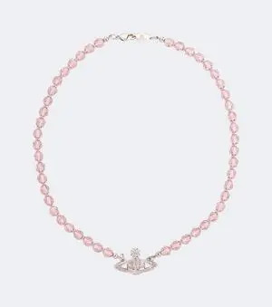 VIVIENNE WESTWOOD Messaline Crystal-embellished Choker - Pink