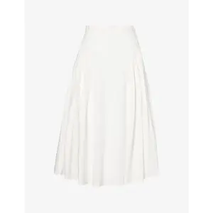 YASMINA Q Soline Pleated Linen-blend Midi Skirt
