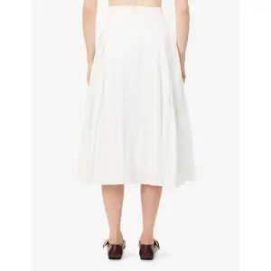 YASMINA Q Soline Pleated Linen-blend Midi Skirt
