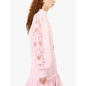 Mona Alshebil Embroidered Sleeve Belted Cotton Maxi Dress
