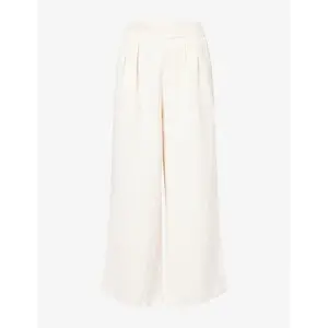 KAYANEE City Wide-leg Linen-blend Trousers - Stone Grey