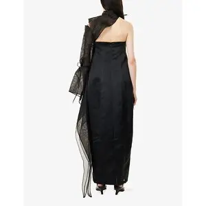 REEM ALKANHAL Half-sleeve Semi-sheer Silk Bolero Top