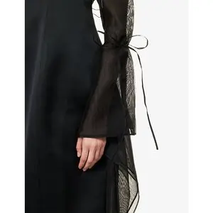 REEM ALKANHAL Half-sleeve Semi-sheer Silk Bolero Top