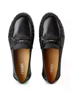 Fendi Scrunch Ruched Leather Loafers