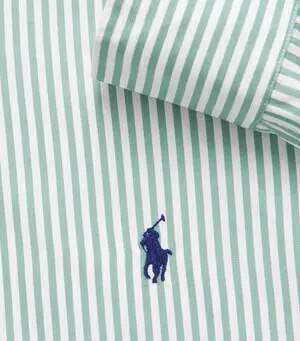 Polo Ralph Lauren Cotton Stripe Custom Fit Shirt - Green